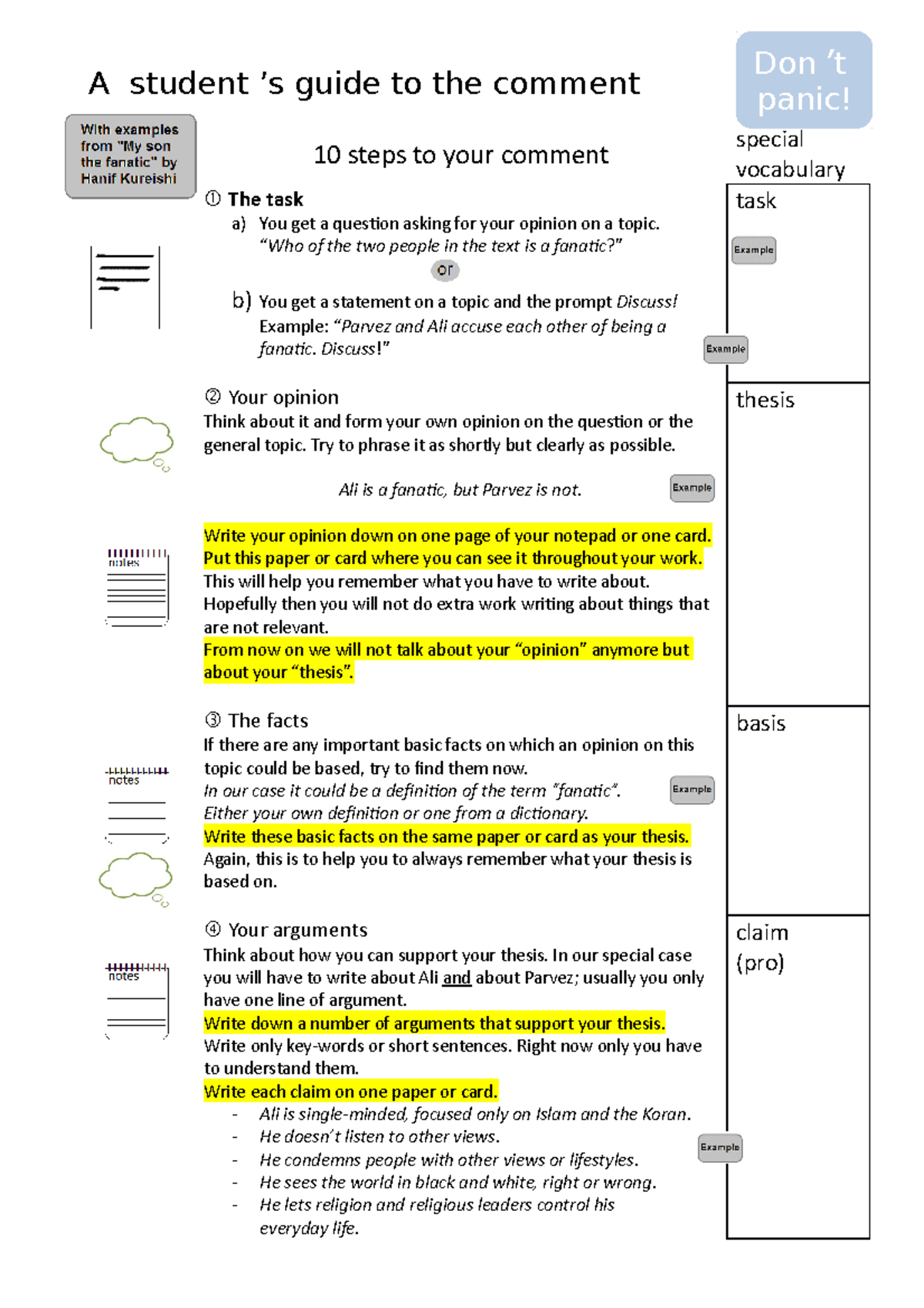 Hanif Kureishi My Son the Fanatic - A student s guide to the comment ...