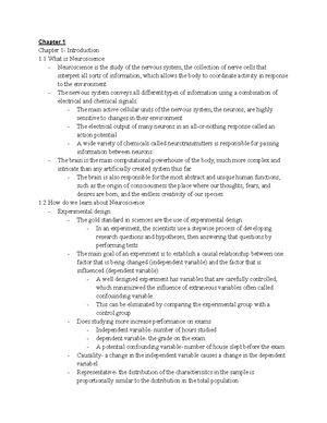 Chapter 1 Notes - Chapter 1- Introduction 1 What is Neuroscience ...