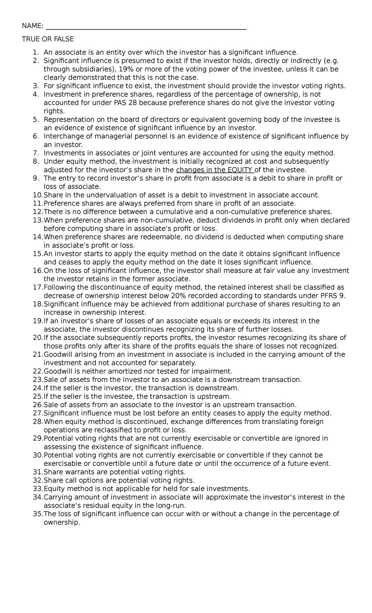 IA true or false - PRACTICE PROBLEMS - NAME: - Studocu