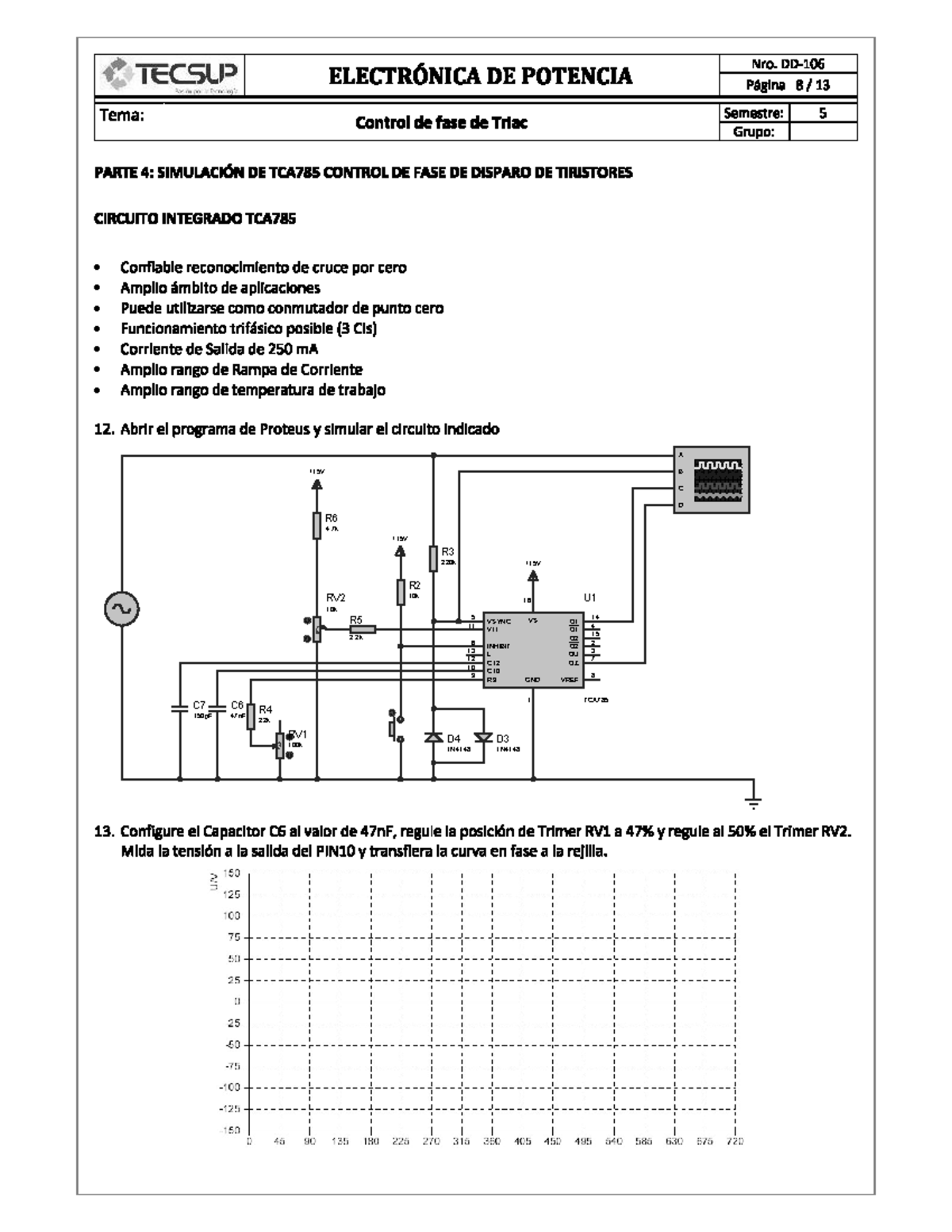Simulación de TCA785 Control de fase de disparo de tiristores - Q1 14 Q1 4 Q2 15 Q2 2 - Studocu