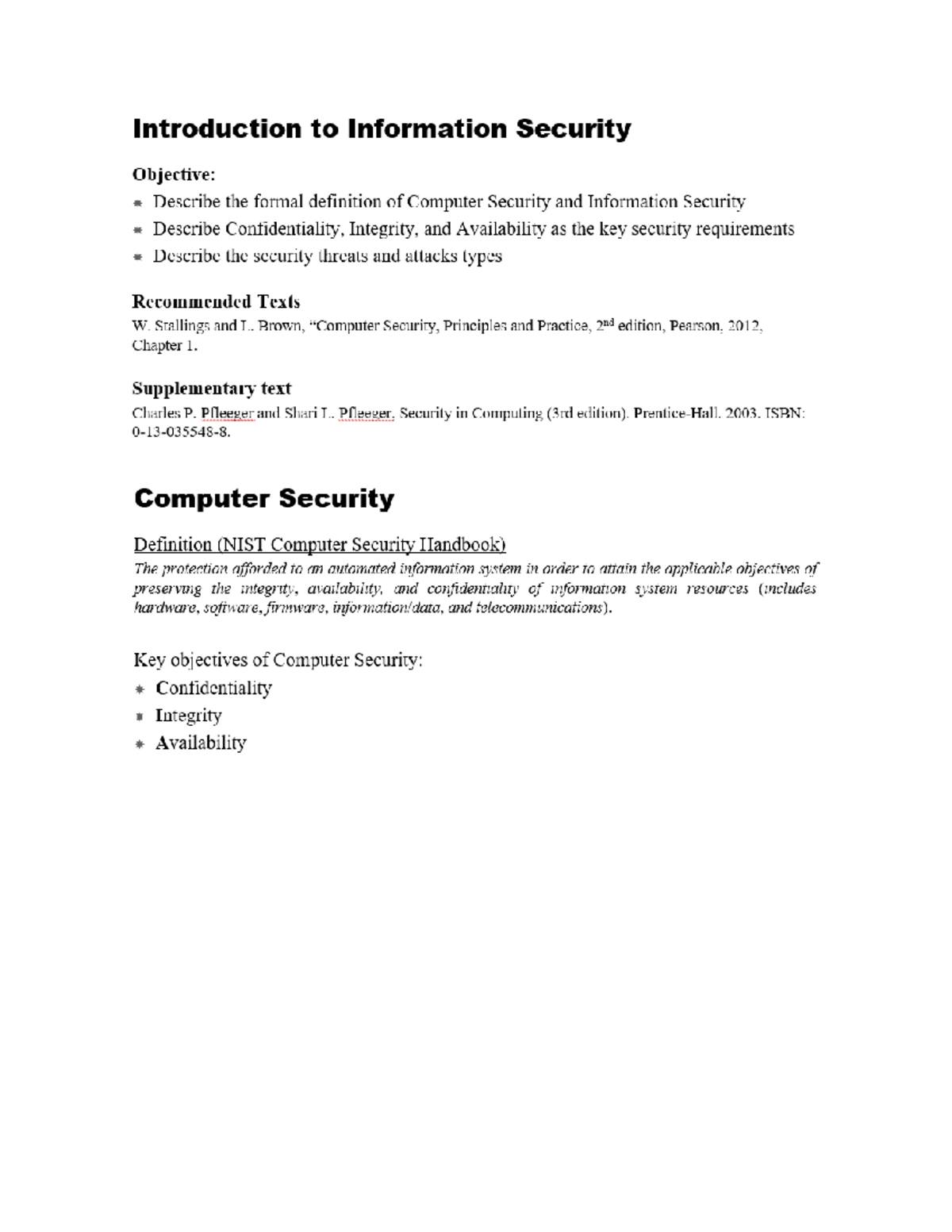 Introduction to Information Security Part 1 - introduction to programming - Studocu