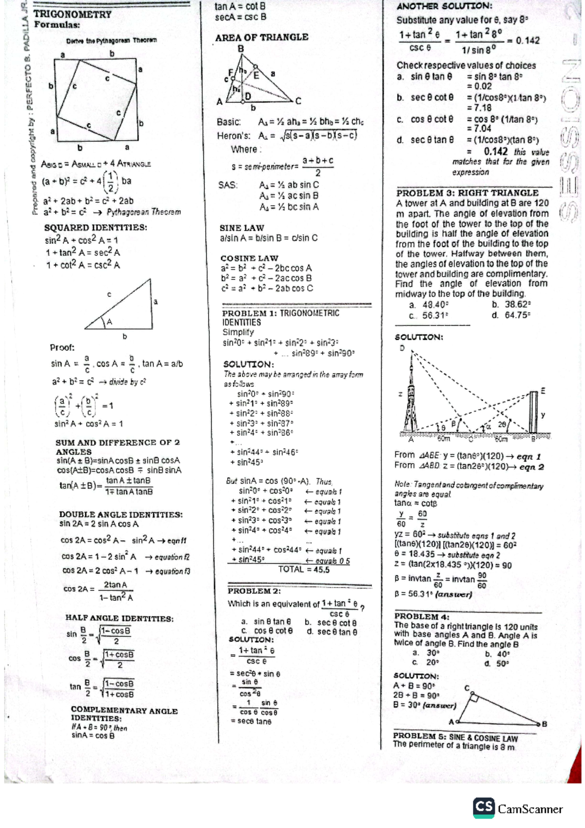 Trigonometry and Plane Geometry - Copy - BS-Mathematics - CamScanner CamScanner - Studocu