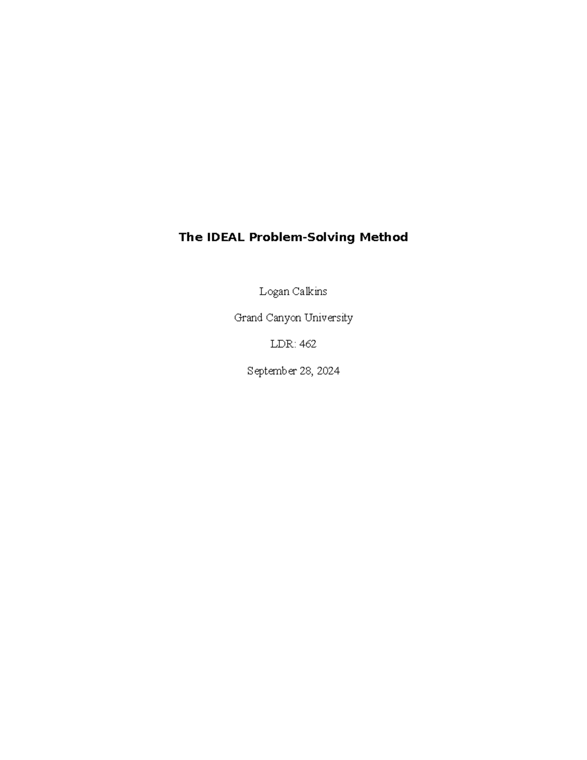 The Ideal Problem - coursework - The IDEAL Problem-Solving Method Logan ...