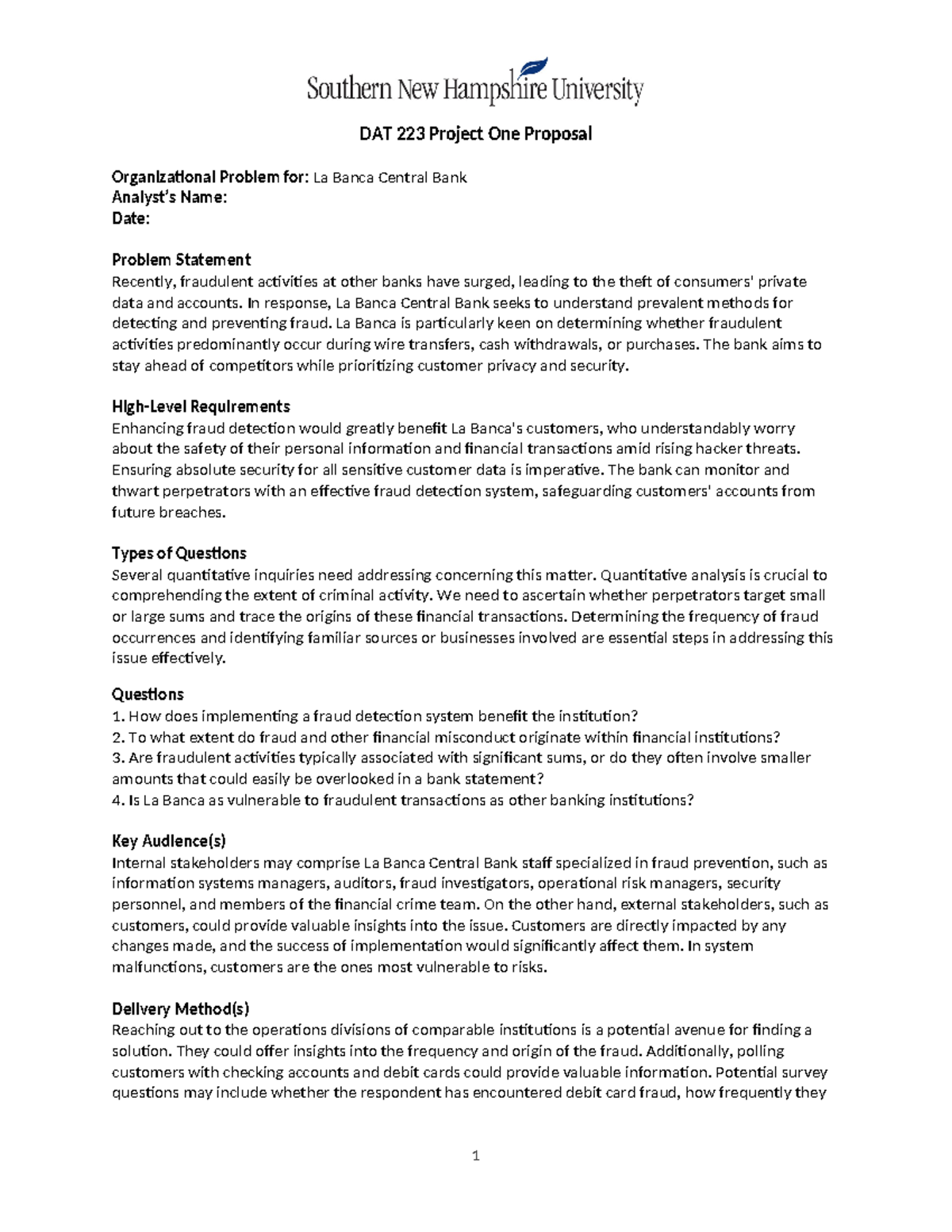 DAT 223 Project One Proposal - DAT 223 Project One Proposal ...