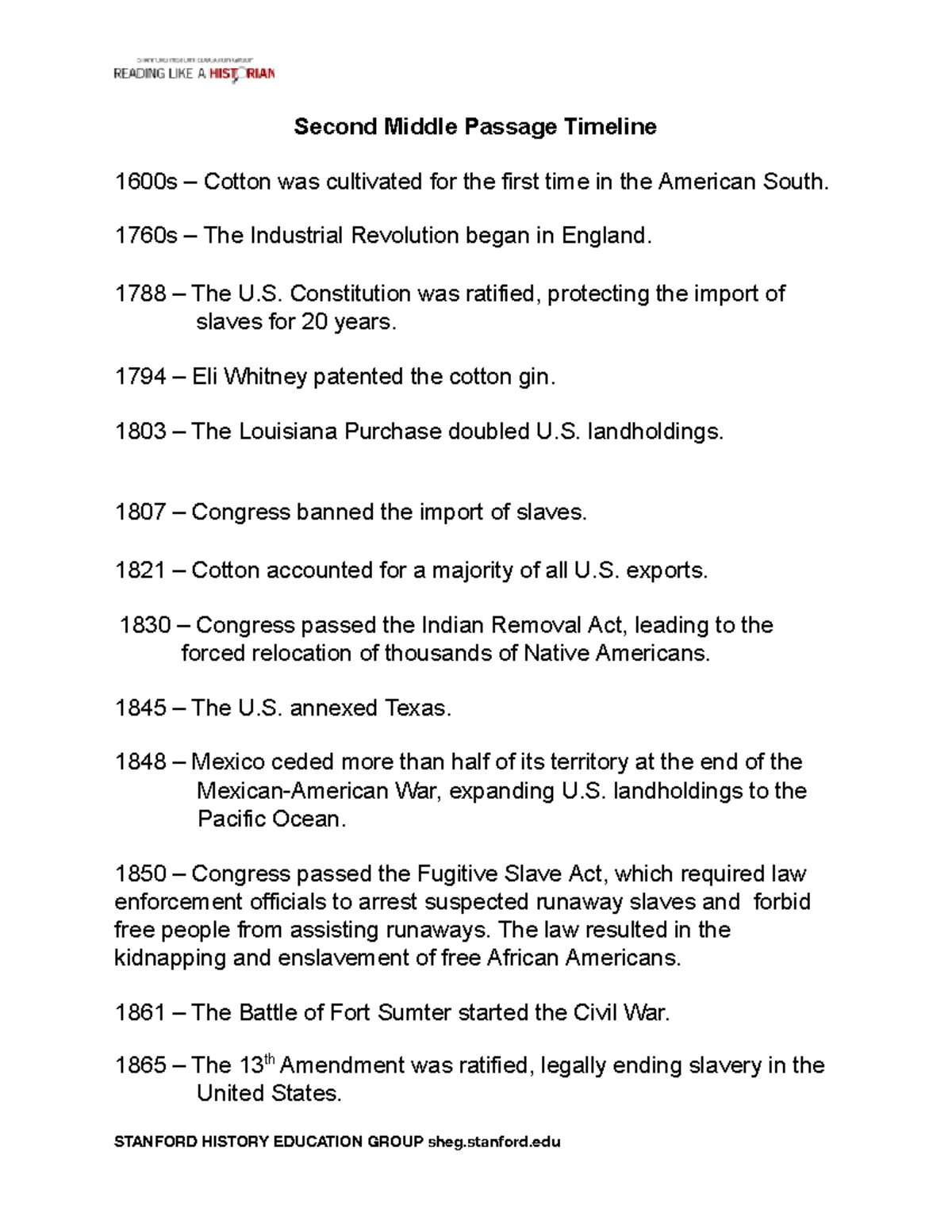 Copy of Second Middle Passage Student Materials - Second Middle Passage ...