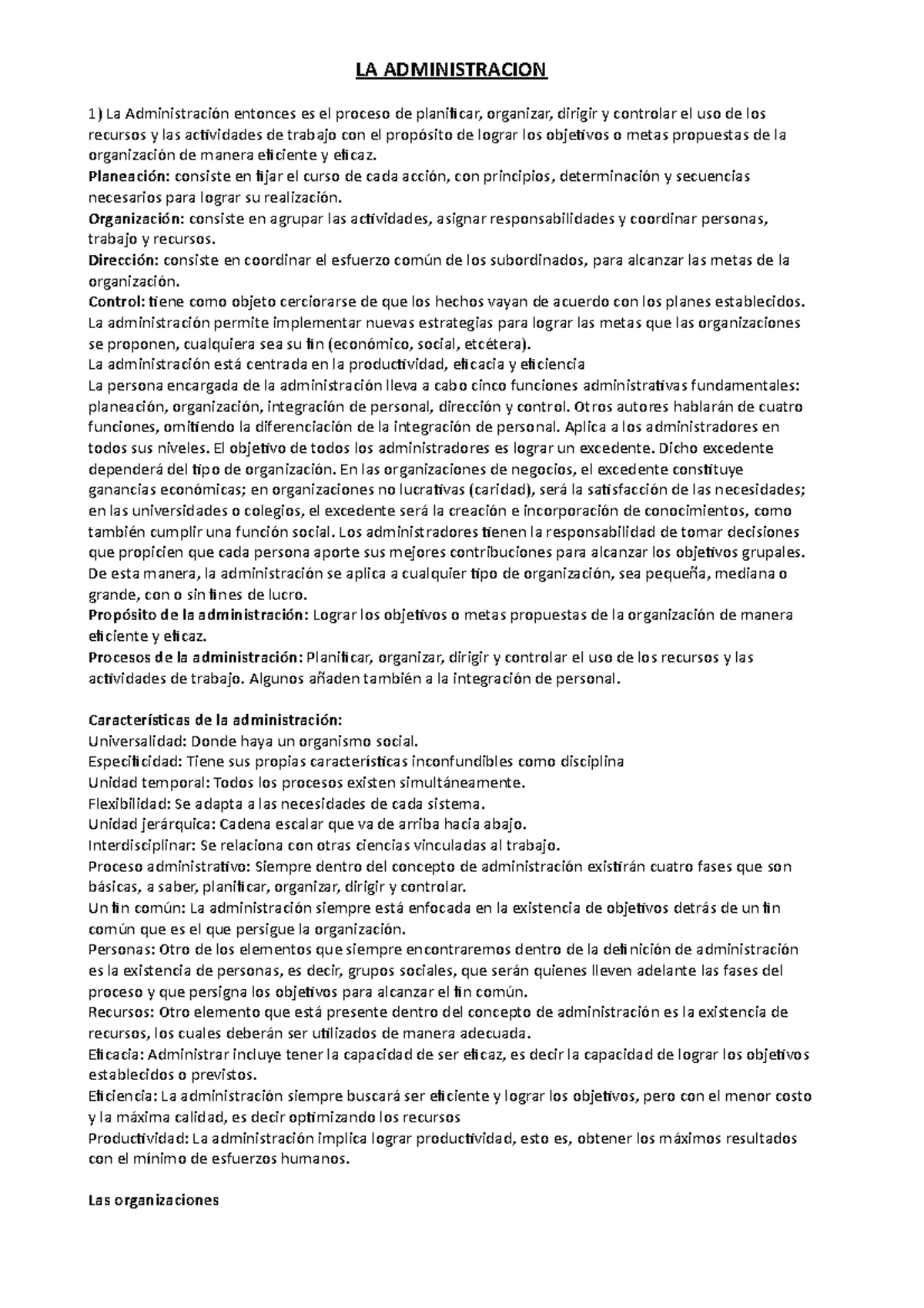 LA Administracion - RESUMEN MOD 1 - LA ADMINISTRACION La Administración ...