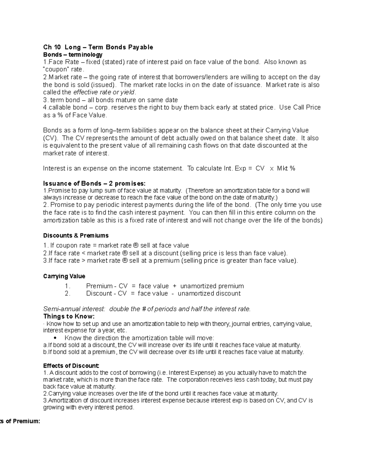 ACCT 229 Chapter 10 Lecture Notes - Ch 10 Long – Term Bonds Payable ...