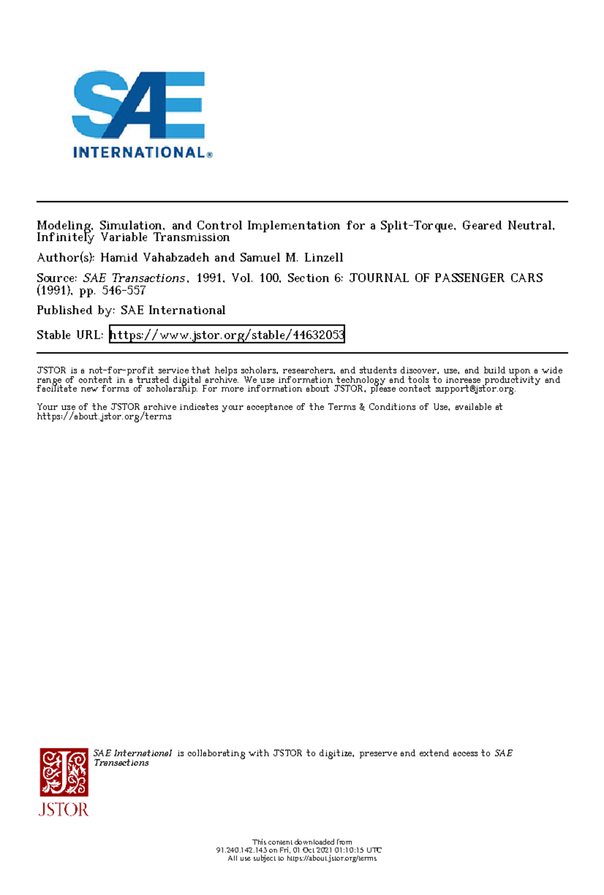 Modeling, Simulation, and Control Implementation for a Split-Torque ...