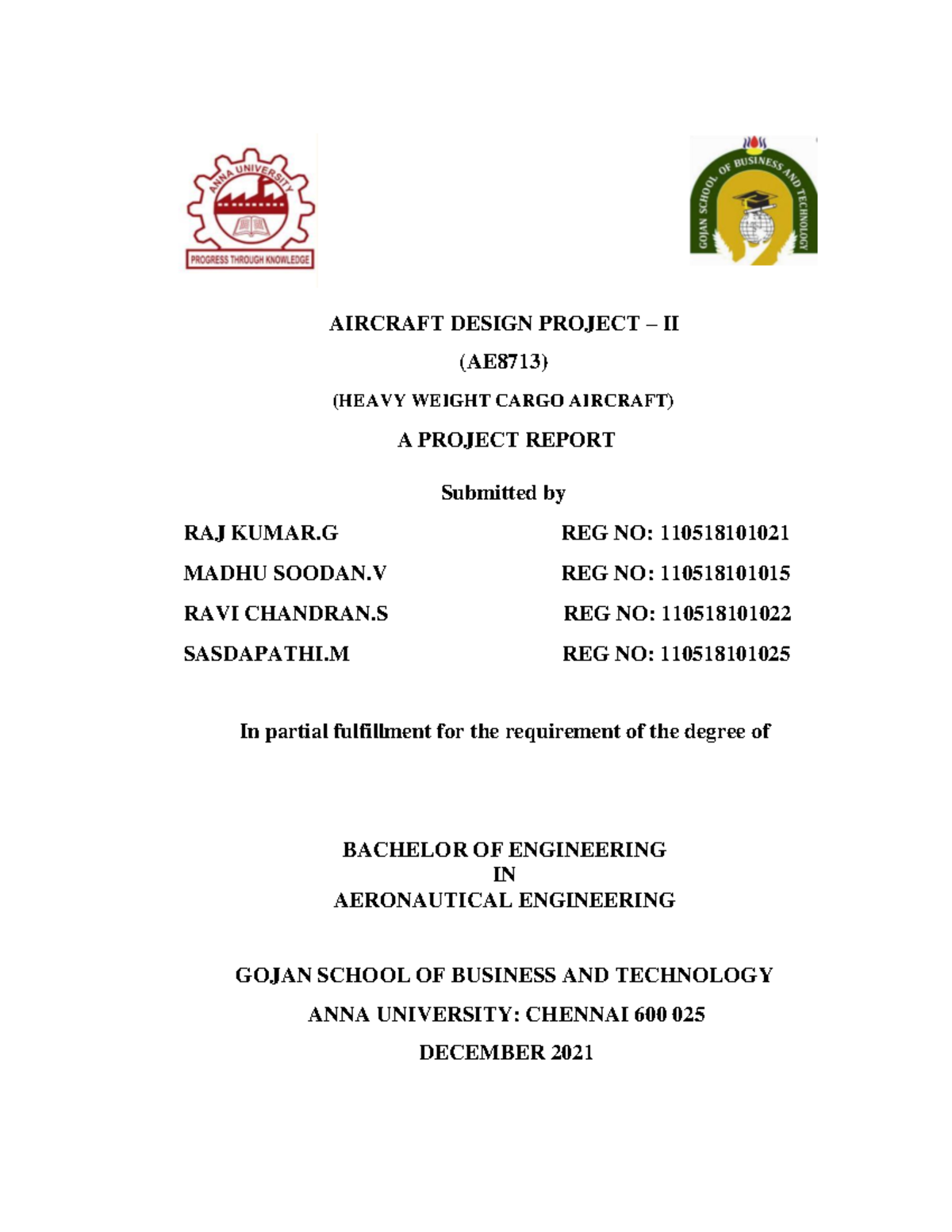 Aircraft Design project-2( Heavyweight Cargo) - AIRCRAFT DESIGN PROJECT ...