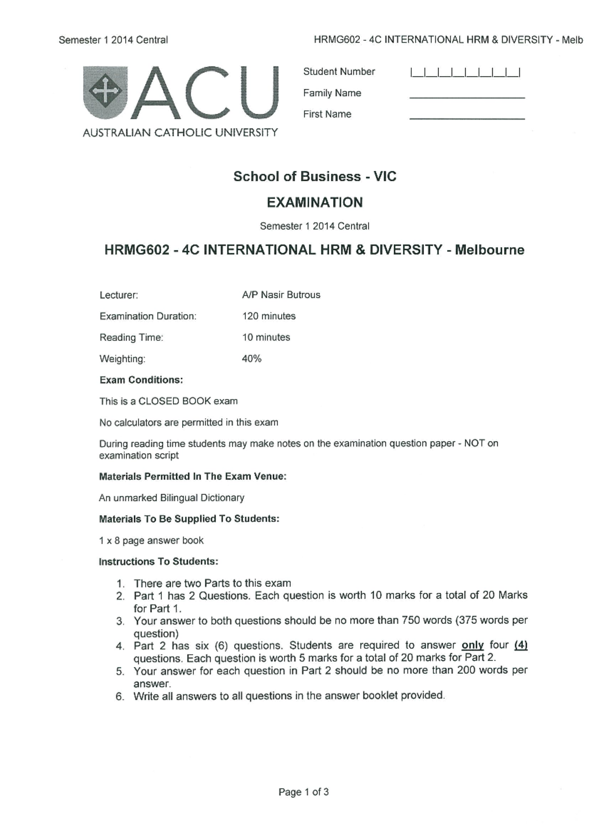 Exam 2014, questions - semester 1 - HRMG602 - Studocu