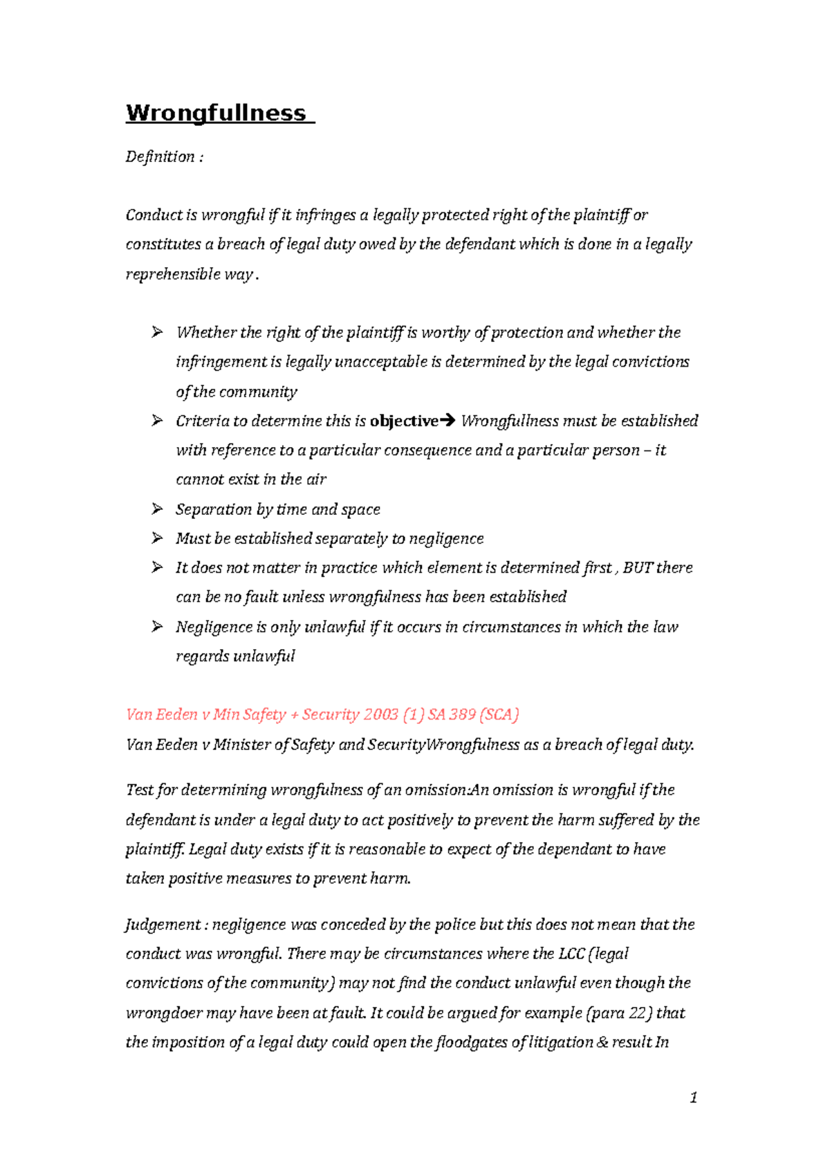 Wrongfullness - Notes based on wrongfulness - Wrongfullness Definition ...