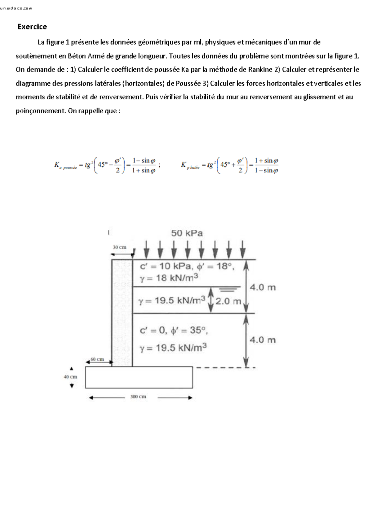 Exercice corrig Ã© - géotechnique gc - Exercice La figure 1 présente ...