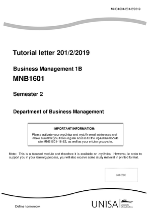 Business Management IB Exam Question Papers - MNB1601 - Studocu