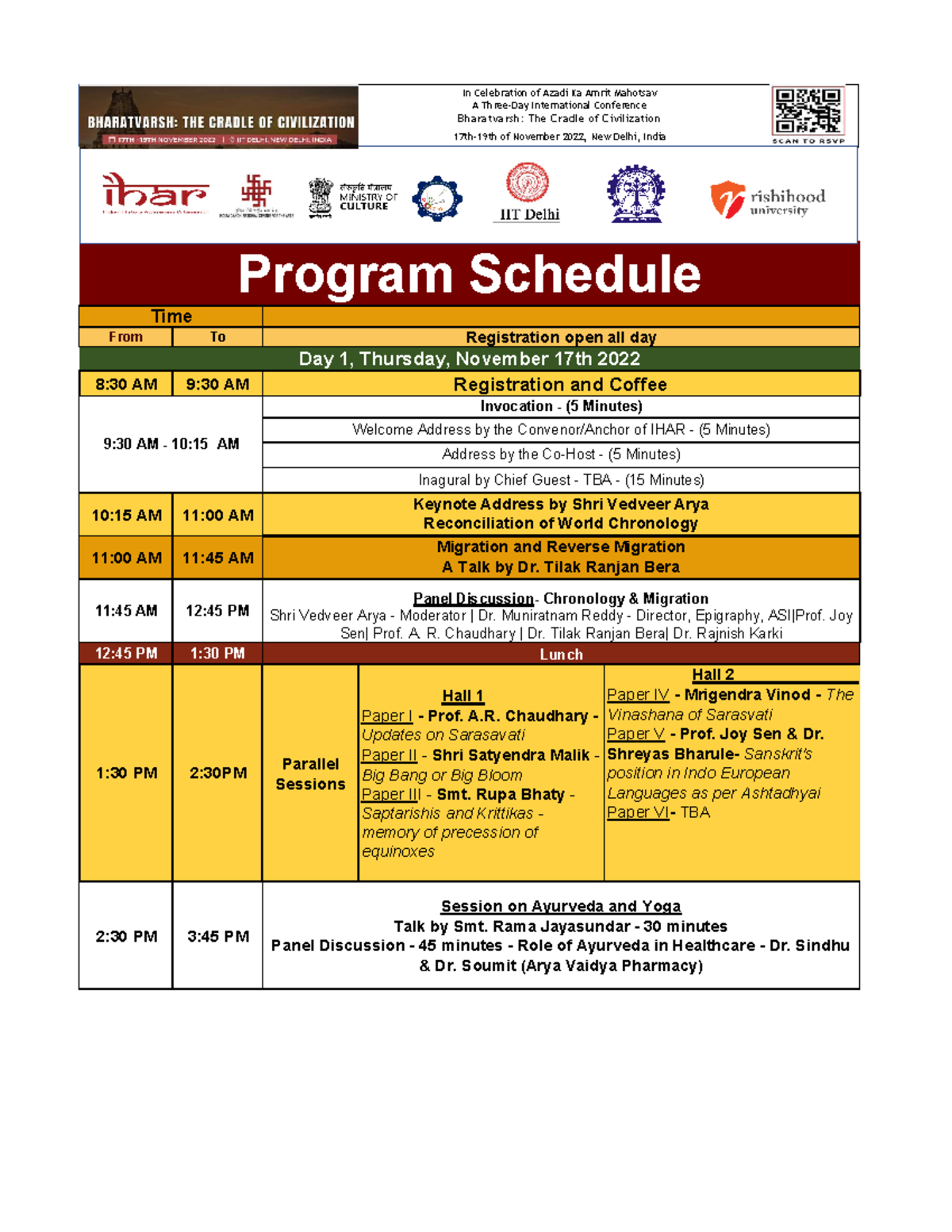 IHAR Conf Oct 17 V1 - Thbvvff - From To 8:30 AM 9:30 AM 10:15 AM 11:00 ...