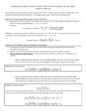 Worksheet 2 - tutorial work. hand write - Math 124 - Studocu