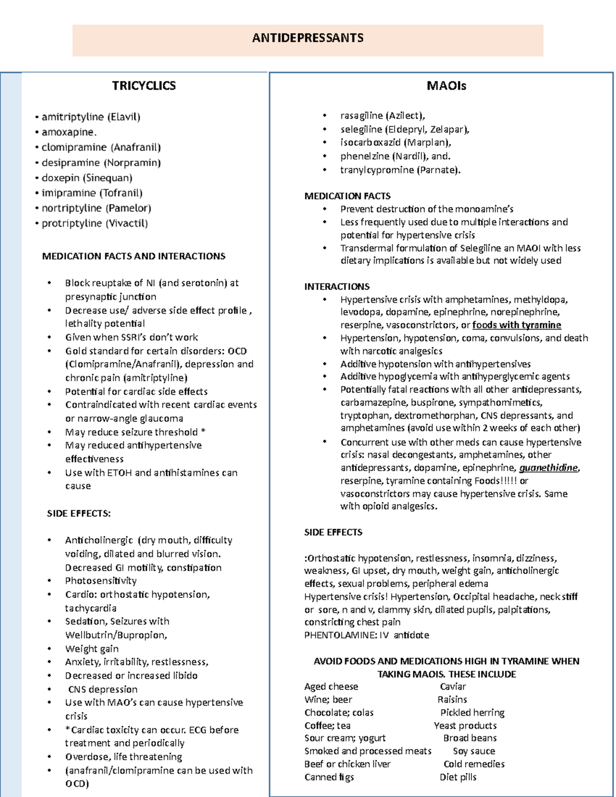 Antidepressants KZD - MAOIs rasagiline (Azilect), selegiline (Eldepryl ...