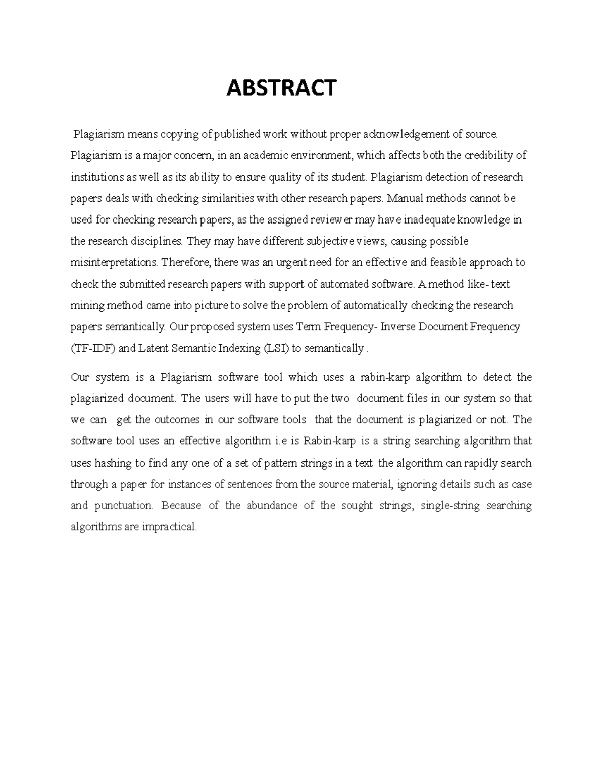 Final YEAR 2ND HALF - Project abstract for the submission - ABSTRACT ...