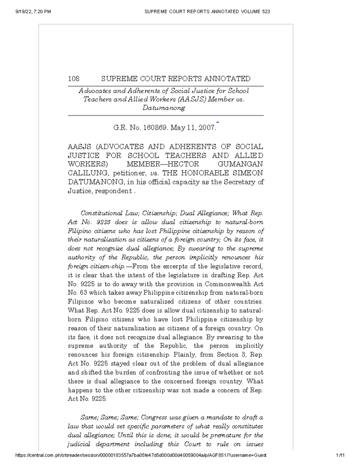Aasjs - ... - 108 SUPREME COURT REPORTS ANNOTATED Advocates and ...