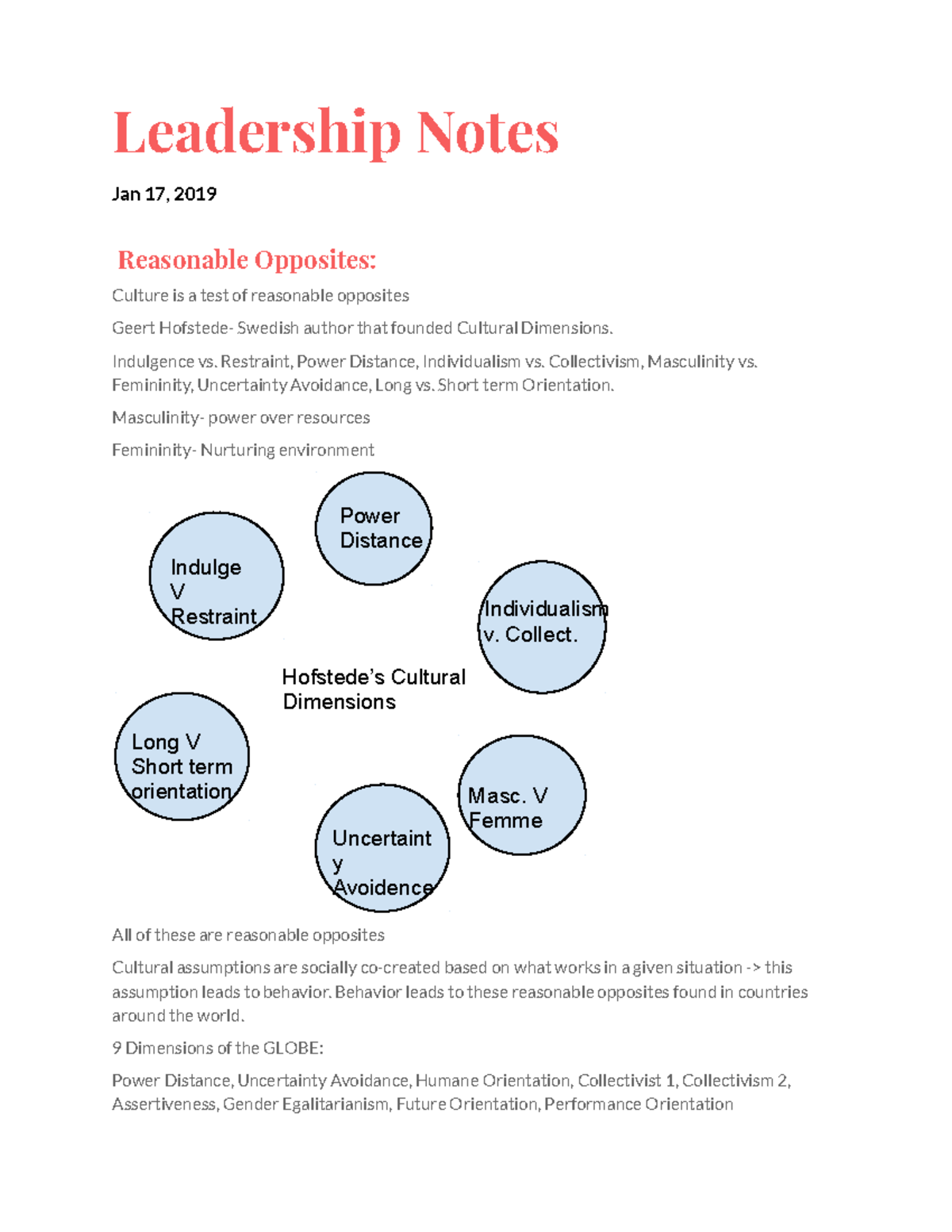 Leadership Notes - Leadership Notes Jan 17, 2019 Reasonable Opposites ...