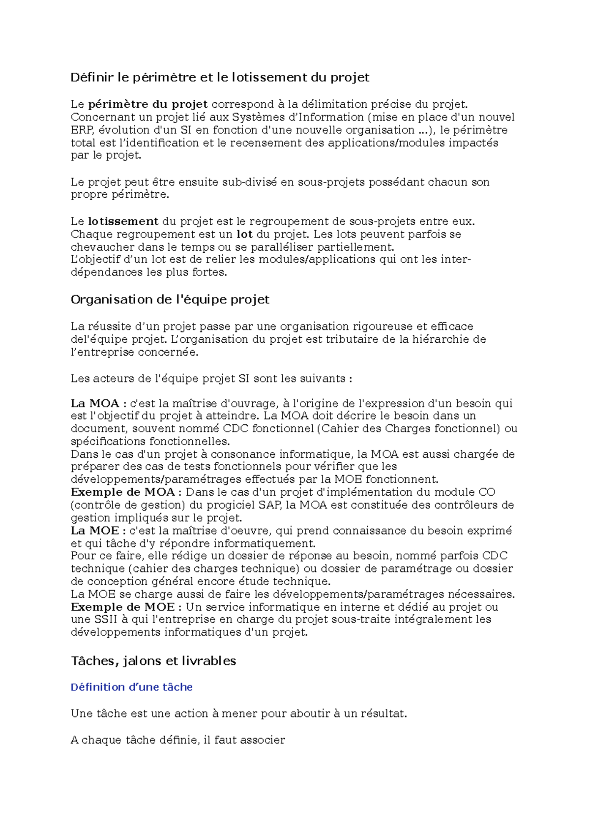 Cours travail collaboratif - Définir le périmètre et le lotissement du ...