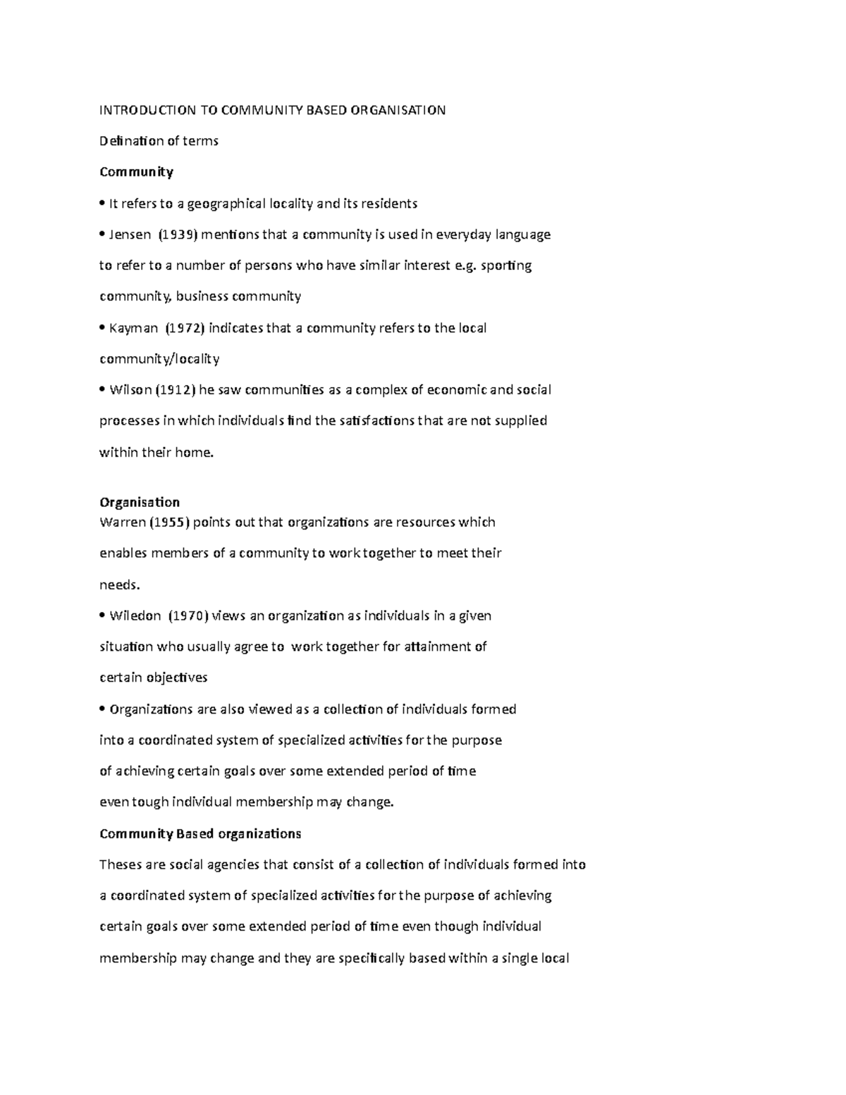 Community Based Organisations - INTRODUCTION TO COMMUNITY BASED ...