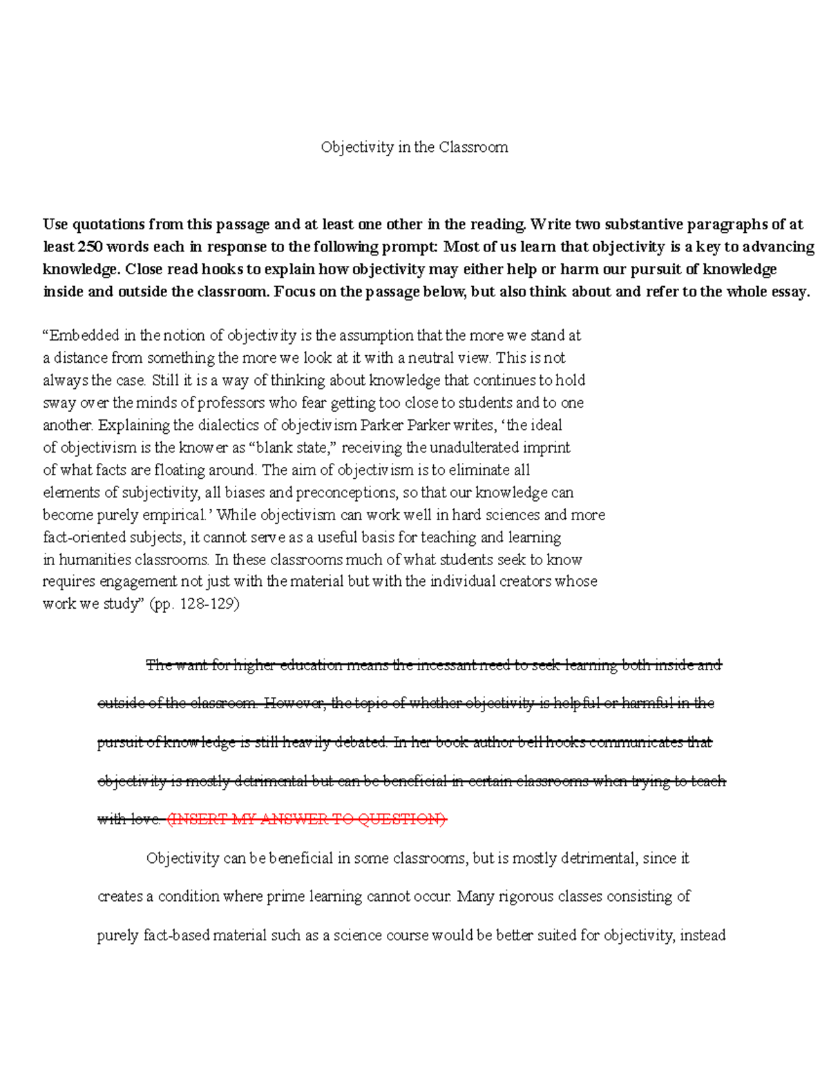 Revision- Objectivity in the Classroom - Objectivity in the Classroom ...