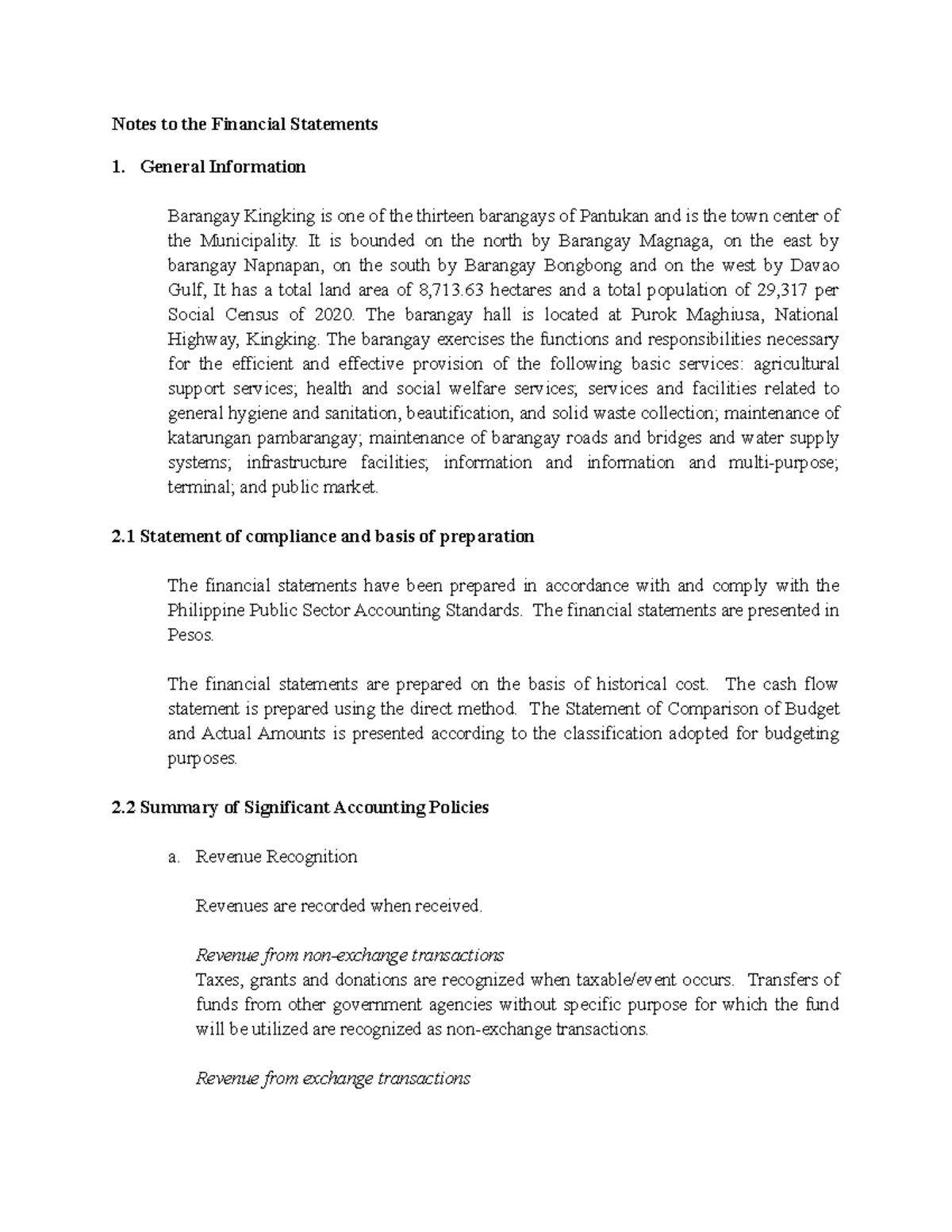 Notes to FS - Kingking - Notes to the Financial Statements General ...