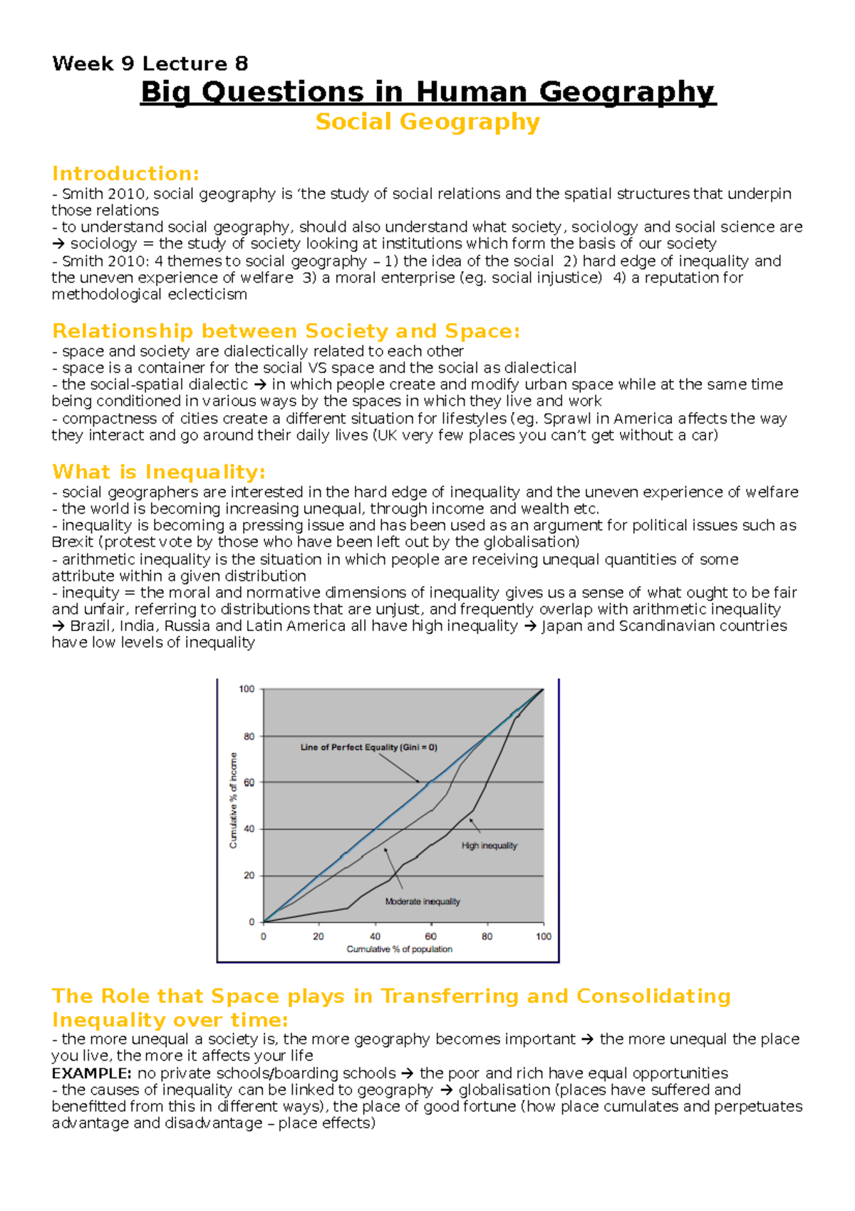 Week 9 Lecture 8 social geography - Week 9 Lecture 8 Big Questions in ...