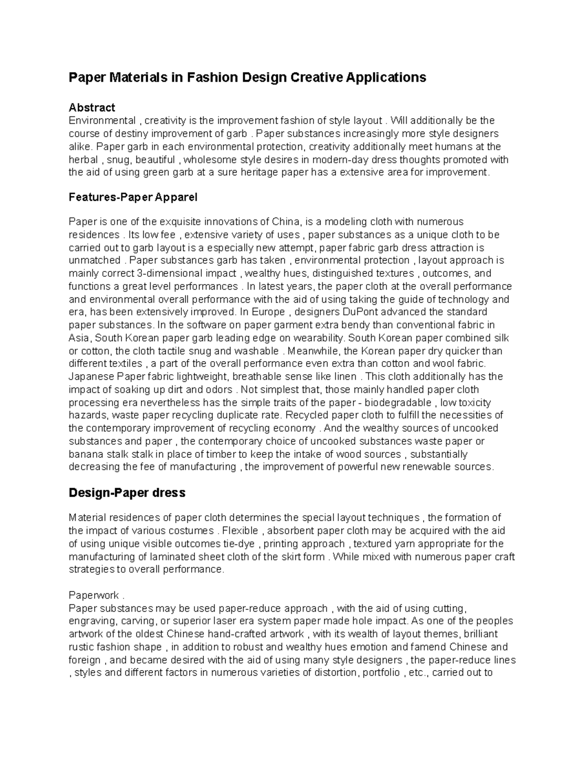 Paper Materials in Fashion Design Creative Applications - Paper ...