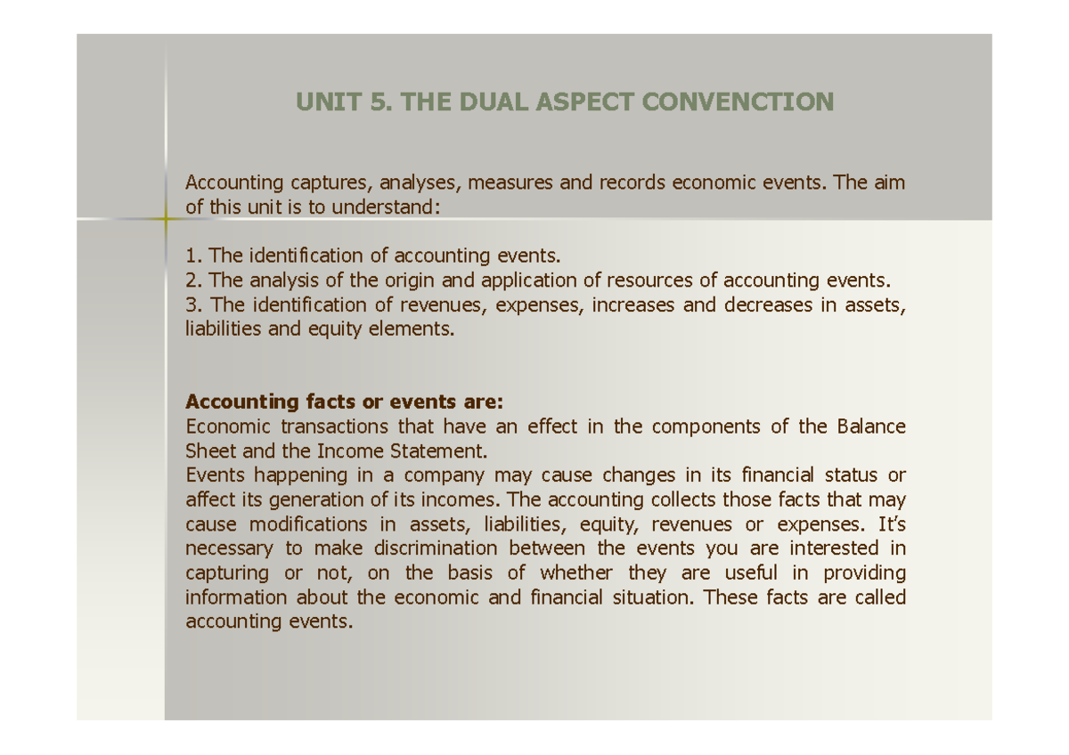 UNIT 5 - PREPARCION DE EXAMEN - UNIT 5. THE DUAL ASPECT CONVENCTION ...