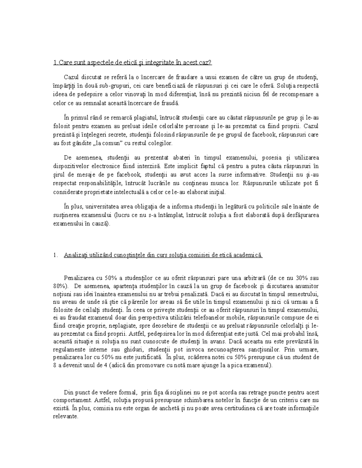 EIA-exemplu eseu - 1 sunt aspectele de etică și integritate în acest ...