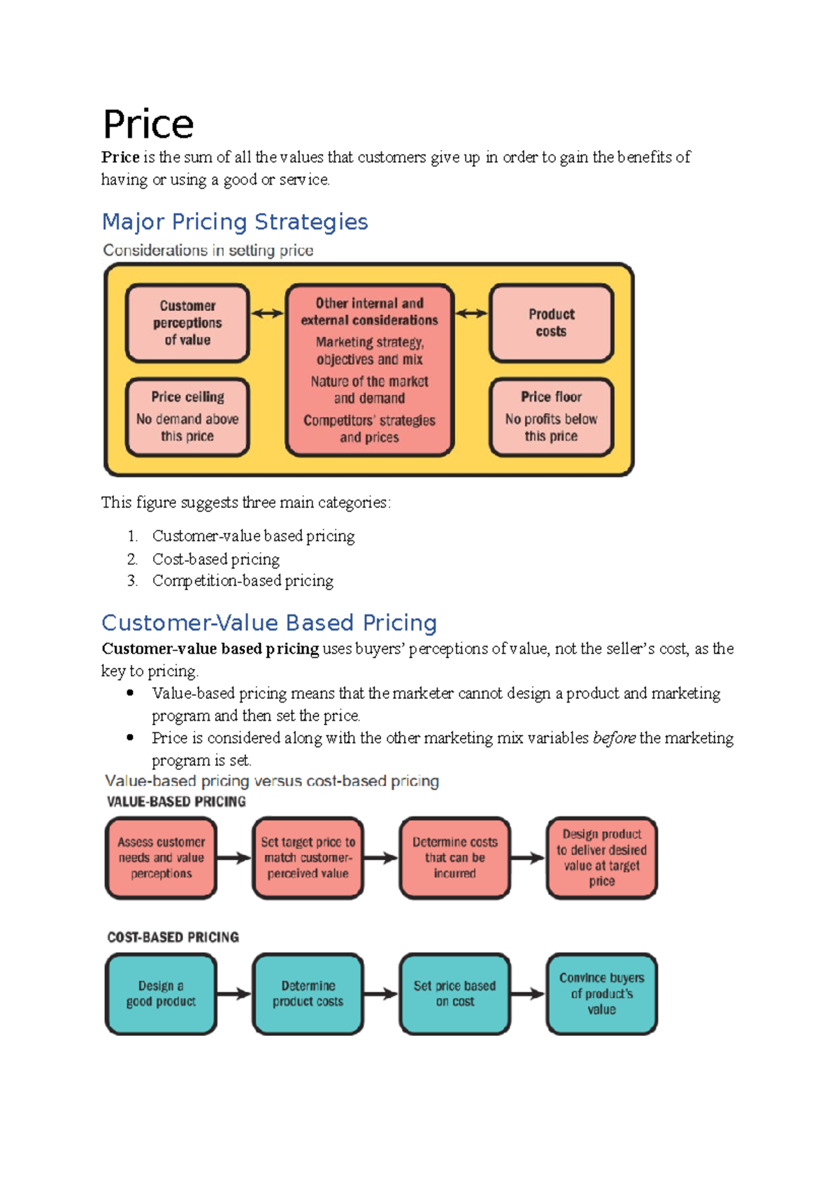 Week 7 - Lecture notes 7 - Price Price is the sum of all the values ...