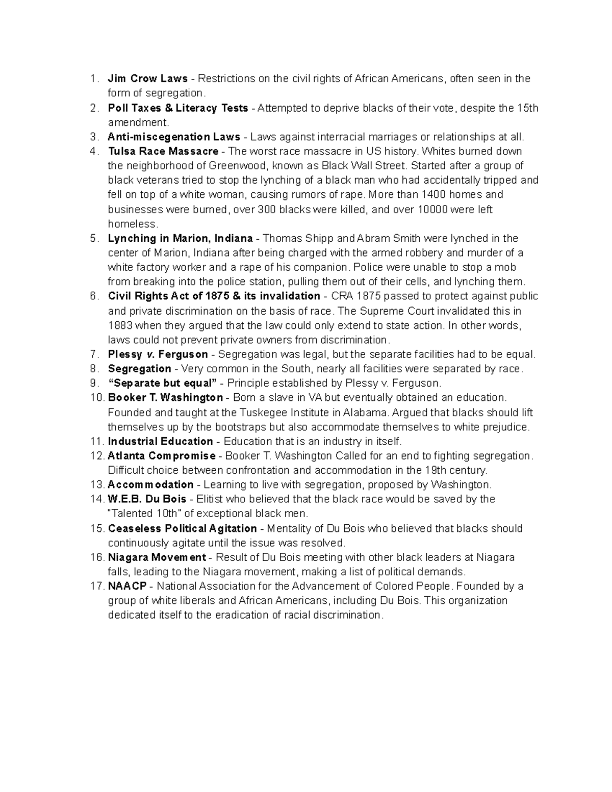 Jim Crow Era Key Terms - Jim Crow Laws - Restrictions on the civil ...