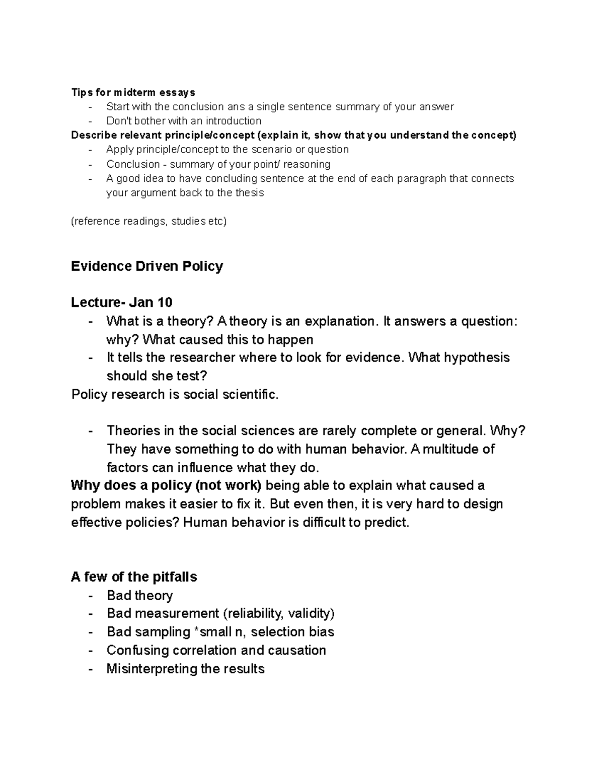 201 Mid Term Study Guide - Tips for midterm essays - Start with the ...