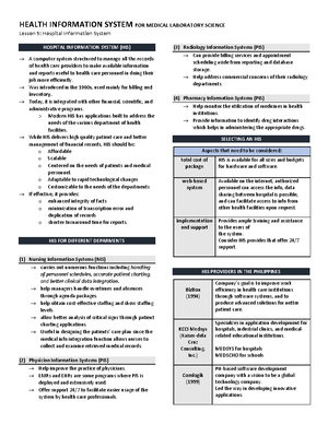 PMLS 2 - lesson 1 - PRINCIPLES OF MEDICAL LABORATORY SCIENCE 2 3rd term ...