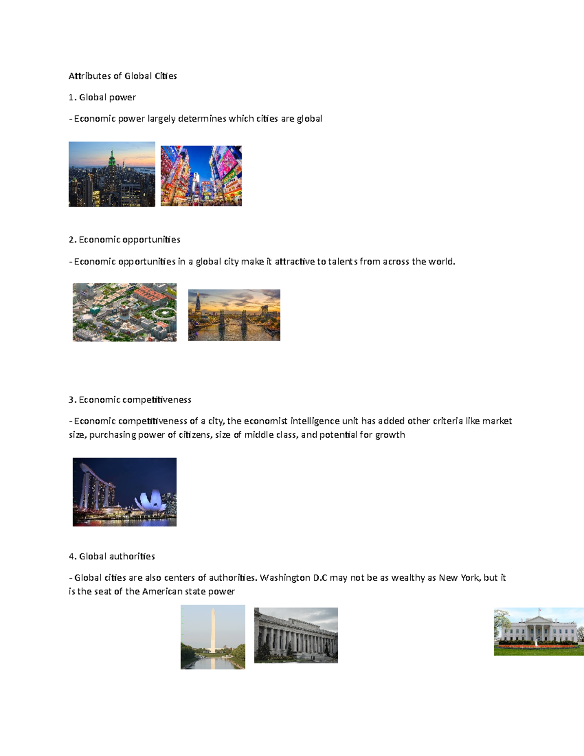 Attributes of global cities 273 - Attributes of Global Cities Global ...