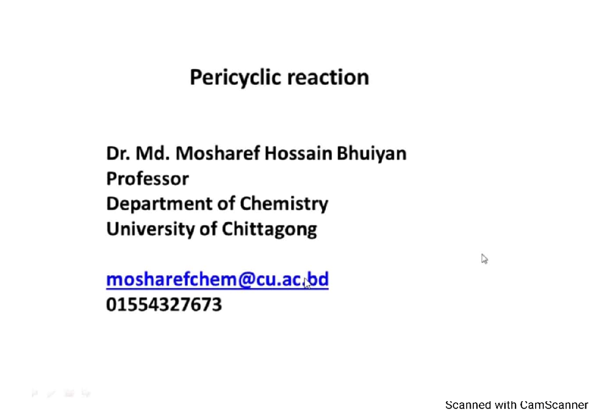 Pericyclic Reactions (Mosarrof sir) - Chemistry - Studocu