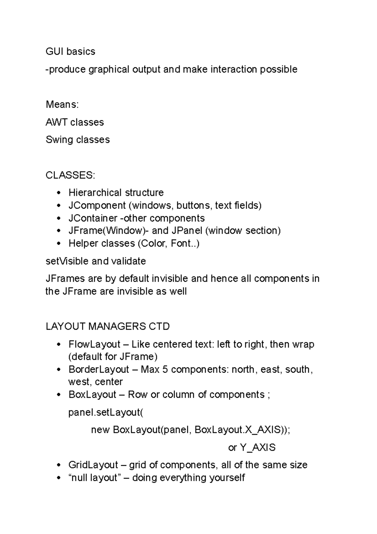 GUI - Introduction to GUI - GUI basics -produce graphical output and make interaction possible ...