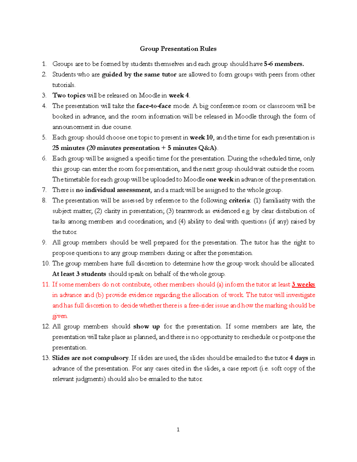 2023-24 Group Presentation Rules - 1 Group Presentation Rules Groups ...