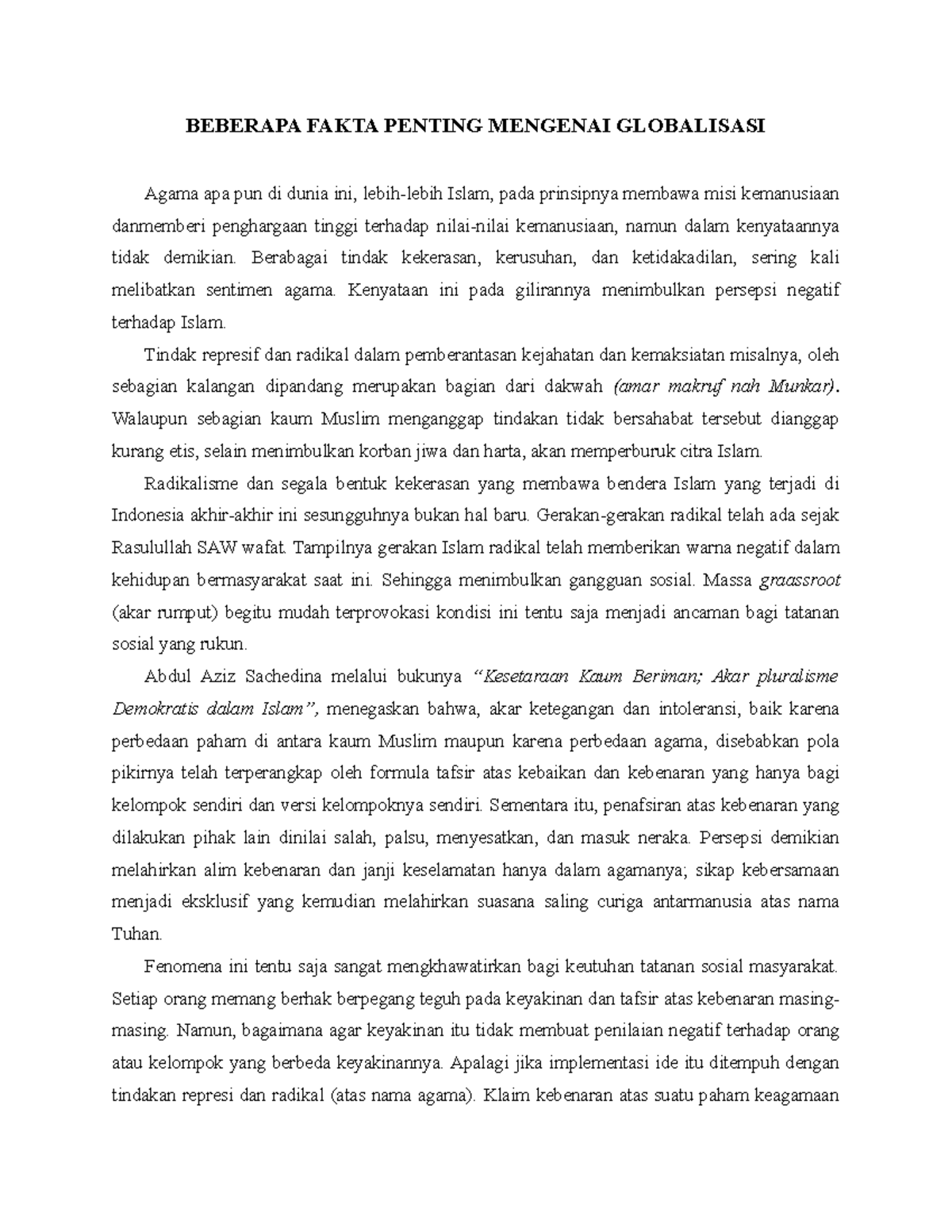 Beberapa Fakta Penting Mengenai Globalisasi - BEBERAPA FAKTA PENTING ...