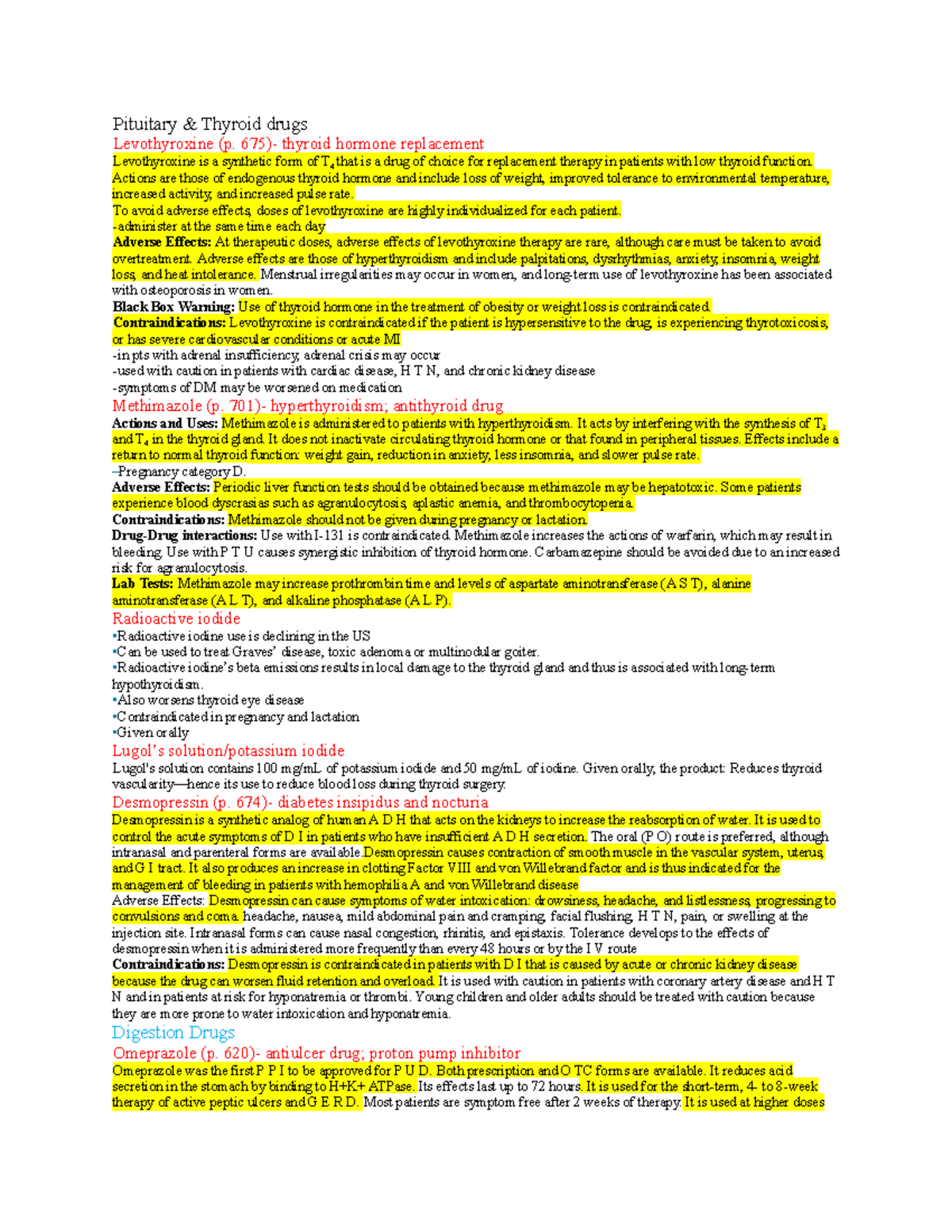 Untitled document-2 - Pharm exam3 - Pituitary & Thyroid drugs ...