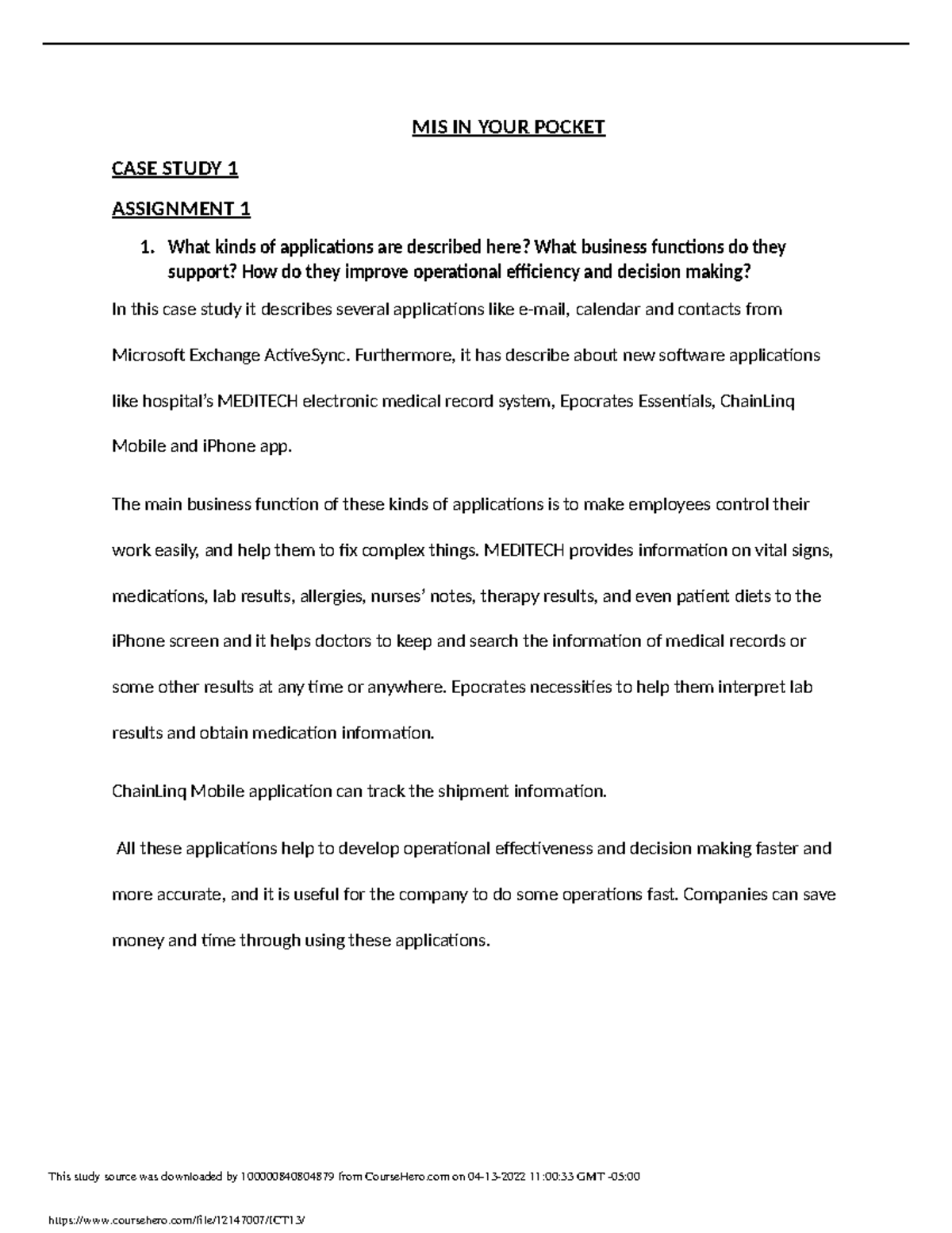 MANAGEMENT INFORMATION SYSTEM LESSON 1 - Information Technology - Studocu