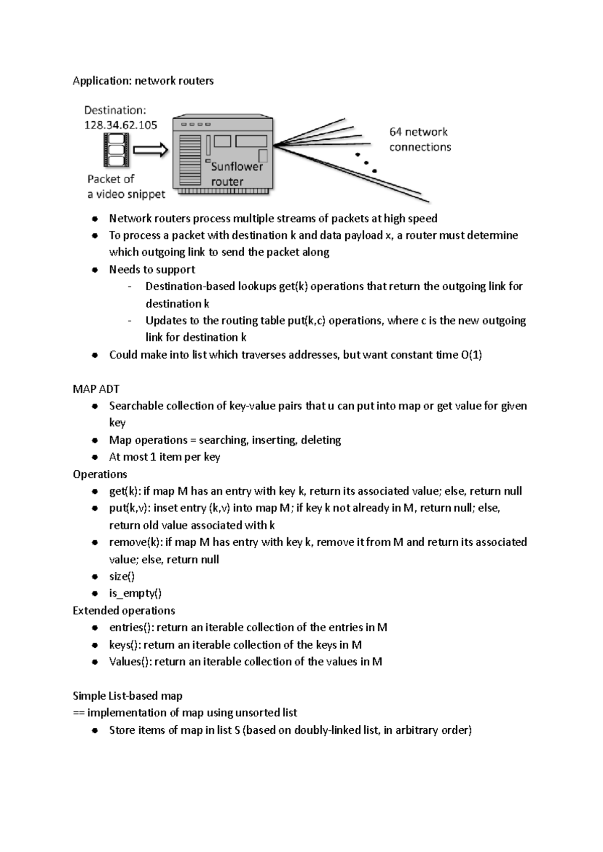 COMP2123 - Hash Table Notes - Application: network routers Network ...