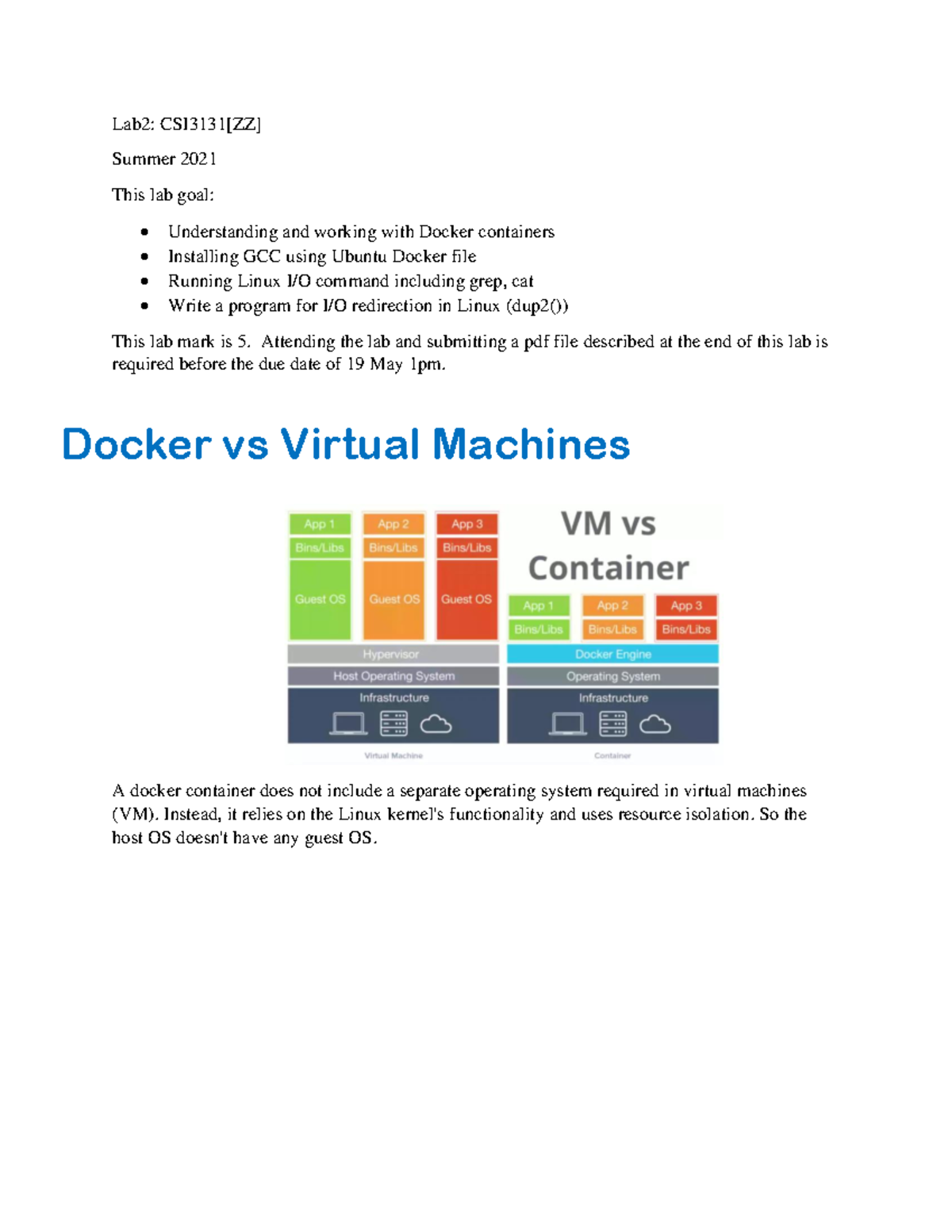 Lab2 CSI3131 Docker - Lab2: CSI3131[ZZ] Summer 2021 This lab goal ...