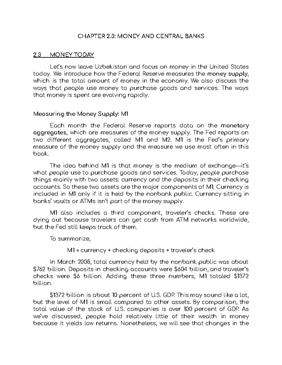 Chapter 2.3 Money AND Central Banks - CHAPTER 2: MONEY AND CENTRAL ...