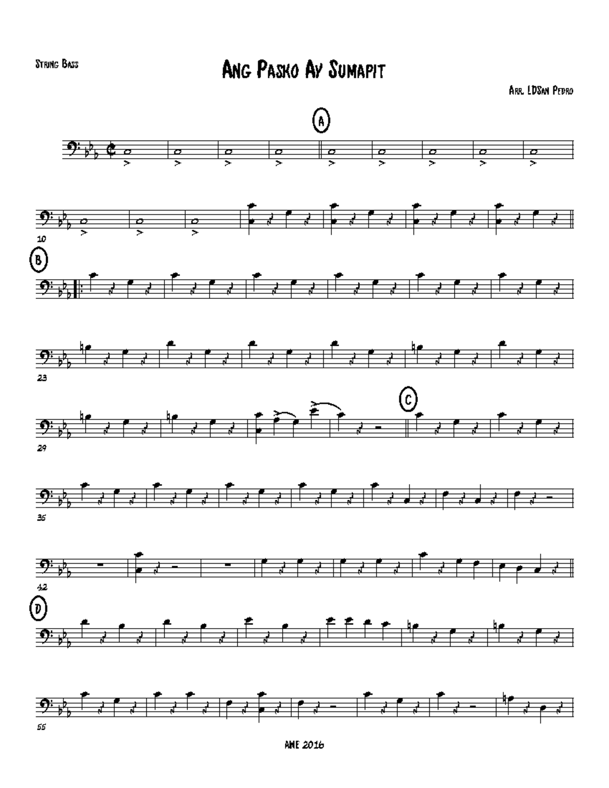 Pasko ay sumapit string bass - ? b b b C w > w > w > w > w > A w > w ...