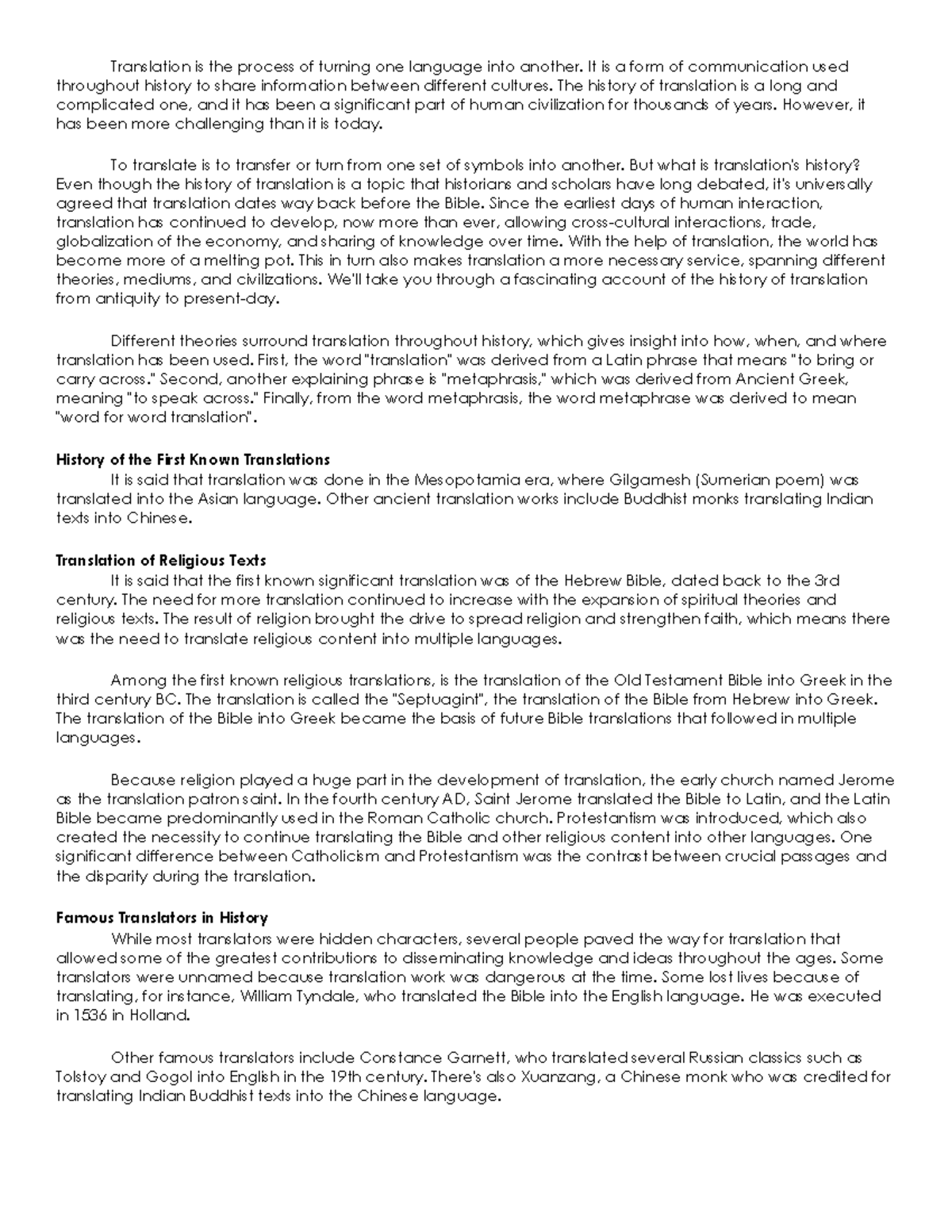 History-of-Translation - Translation is the process of turning one ...