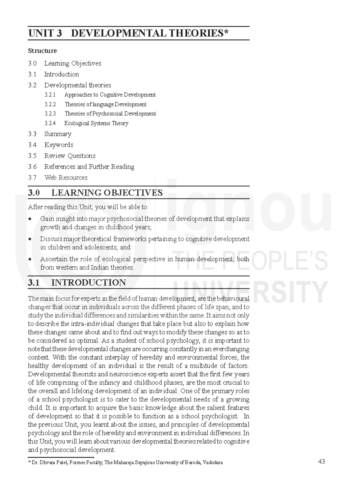 Unit-3 - 43 Developmental Theories UNIt 3 DEVELOPmENtAL tHEOrIES ...