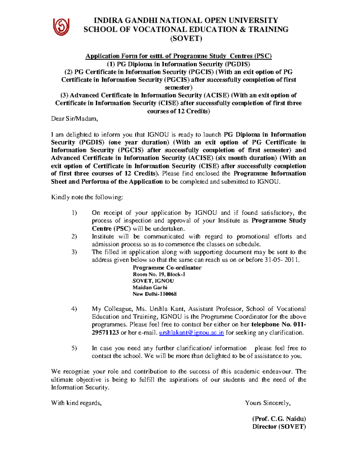 Programmedetails INDIRA GANDHI NATIONAL OPEN UNIVERSITY SCHOOL OF programmedetails-indira-gandhi-national-open-university-school-of