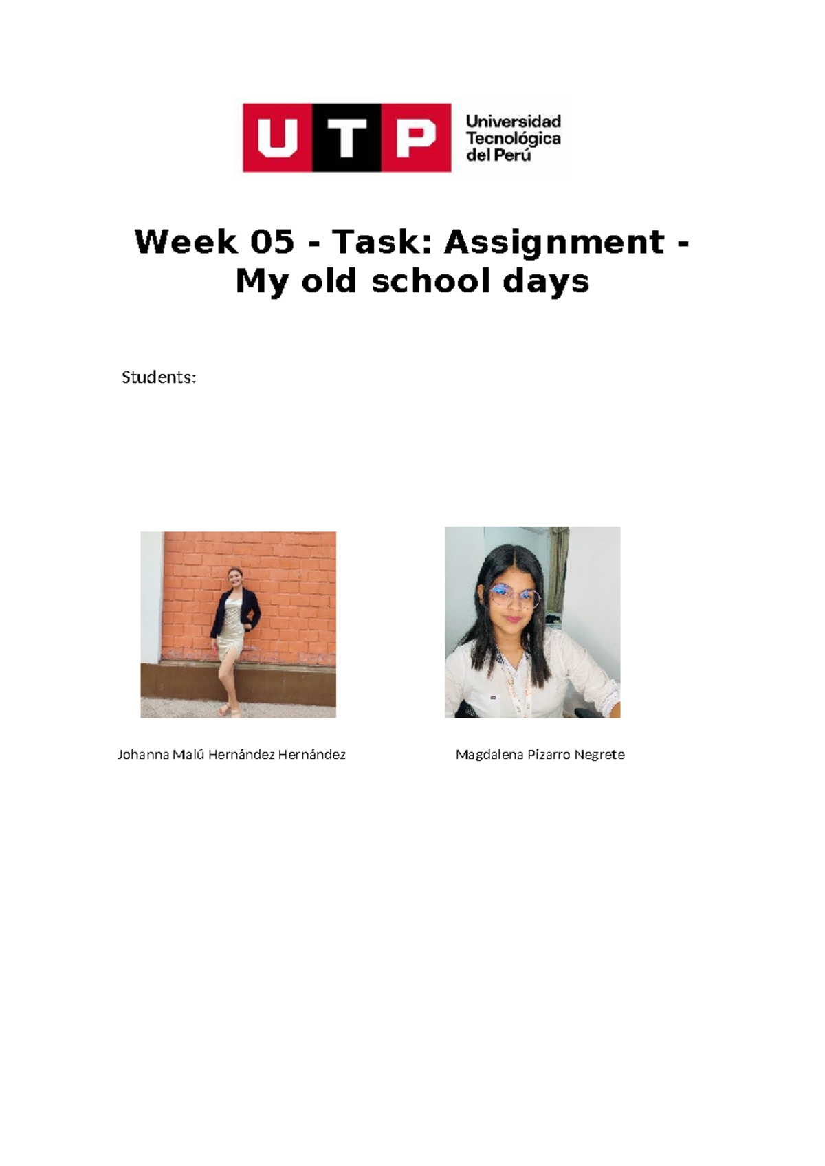 Semana 5 IngléS - Inglés tarea - Week 05 - Task: Assignment - My old school days Students ...